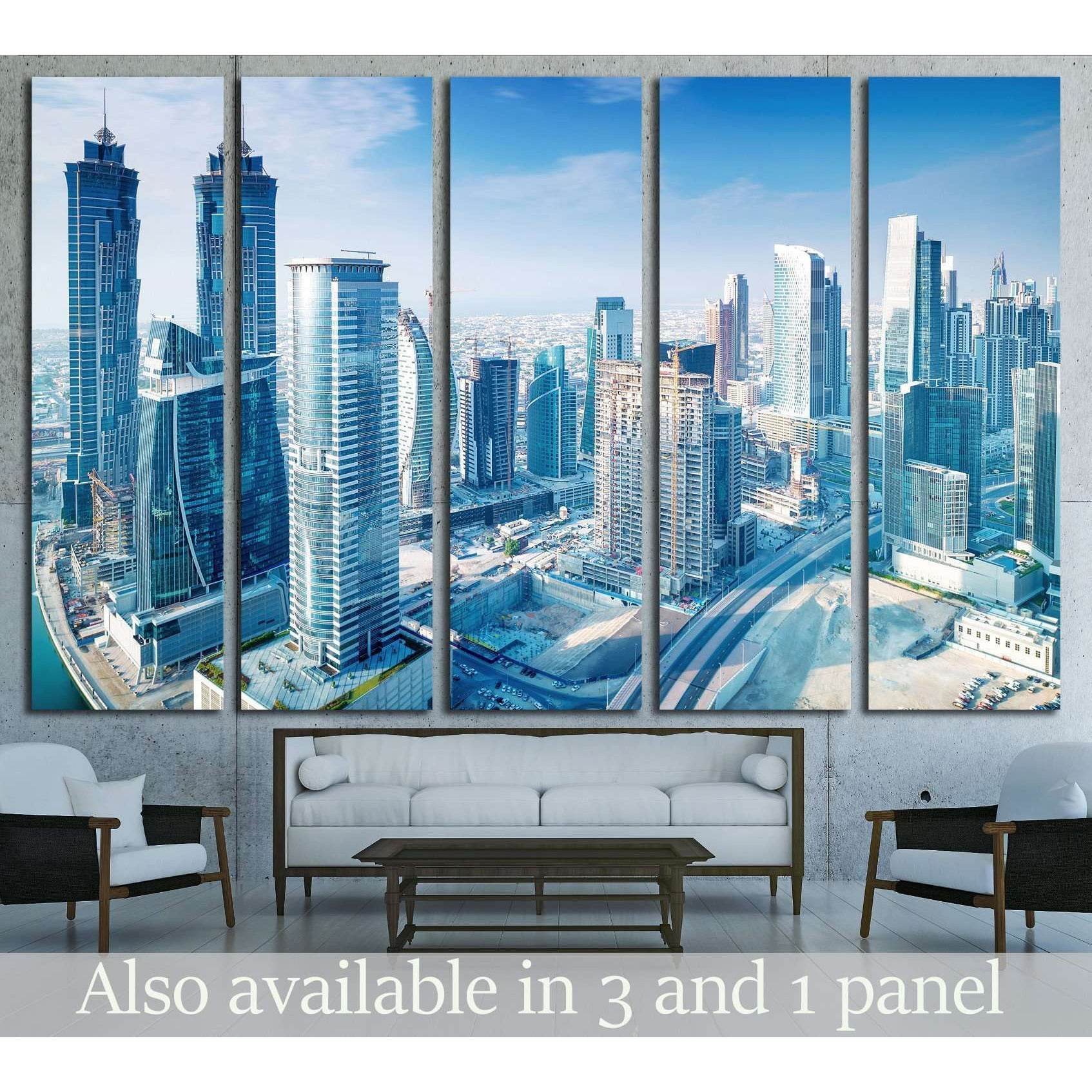 Dubai Skyline Canvas Print - Aerial Cityscape Photo - Zellart