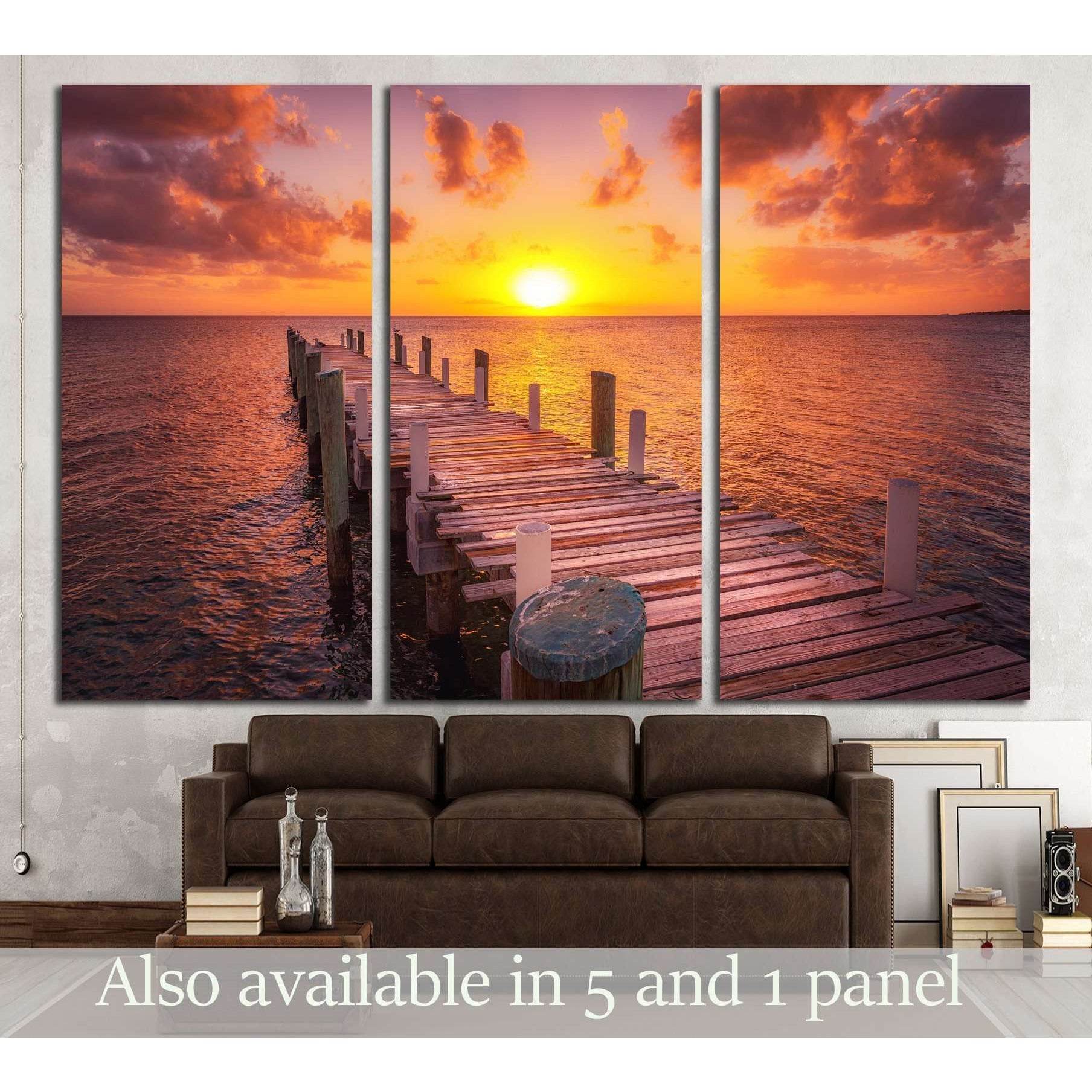 Eleuthera Sunset Pier Canvas Print - Bahamas Seascape - Zellart