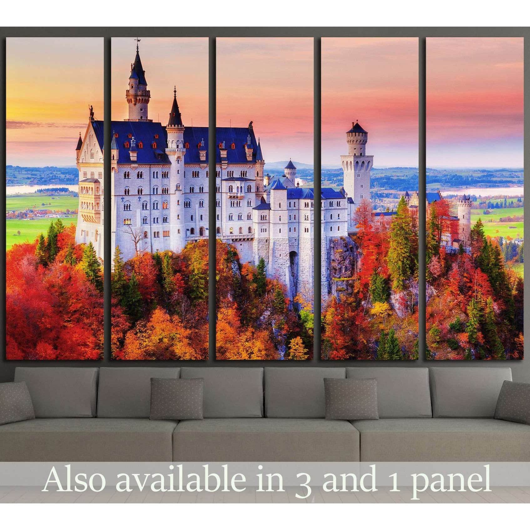 Neuschwanstein Castle Canvas Print - Autumn Triptych - Zellart