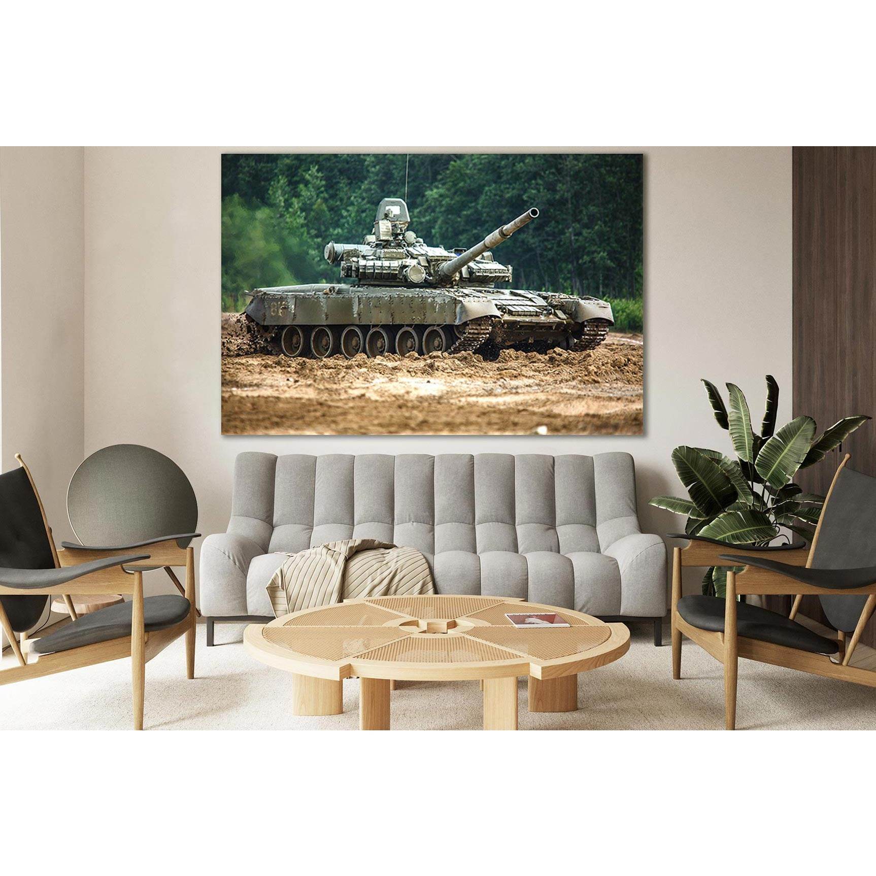 Military Tank Canvas Print, Camouflage Photo for Man Cave - Zellart