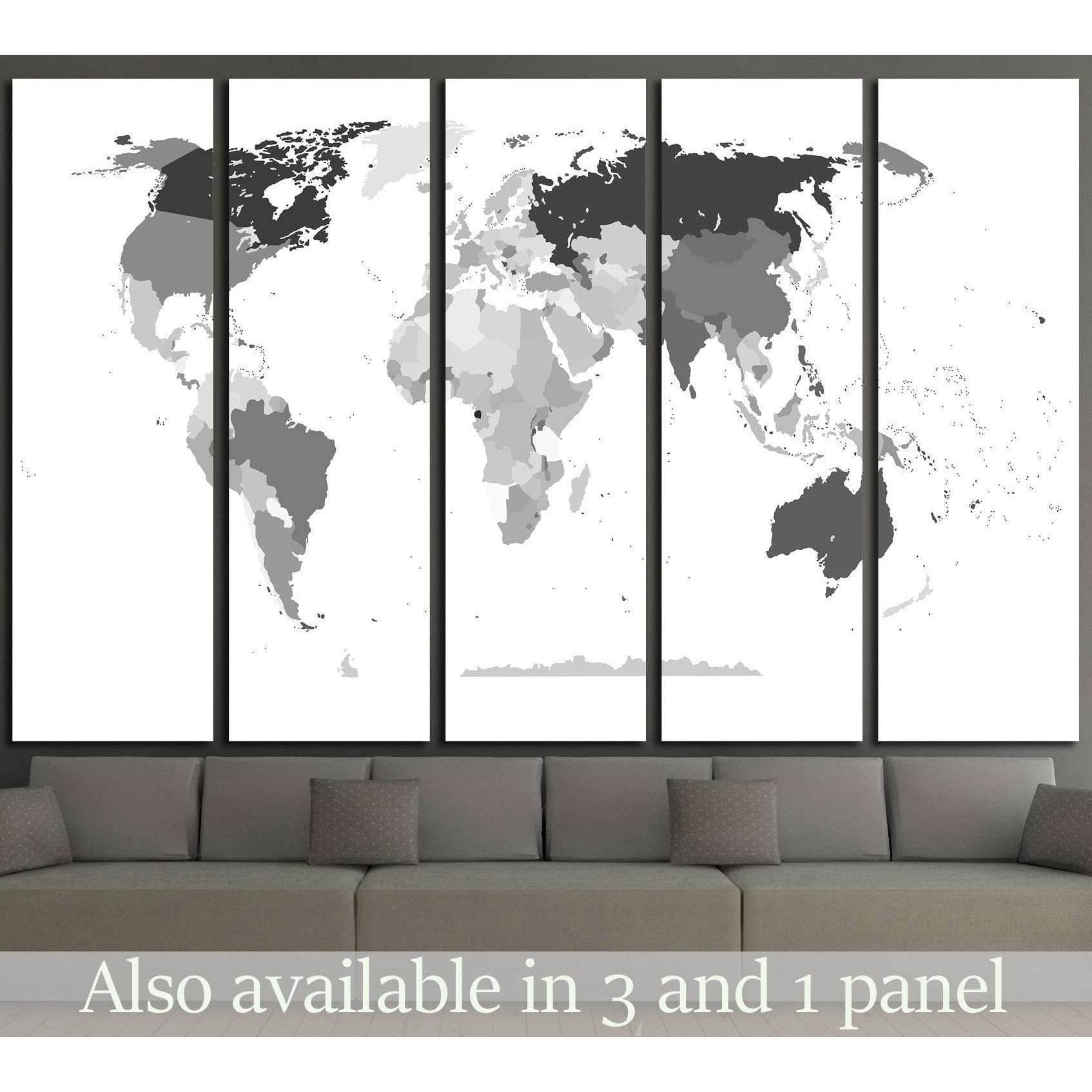 political map of the world №1928 Ready to Hang Canvas Print
