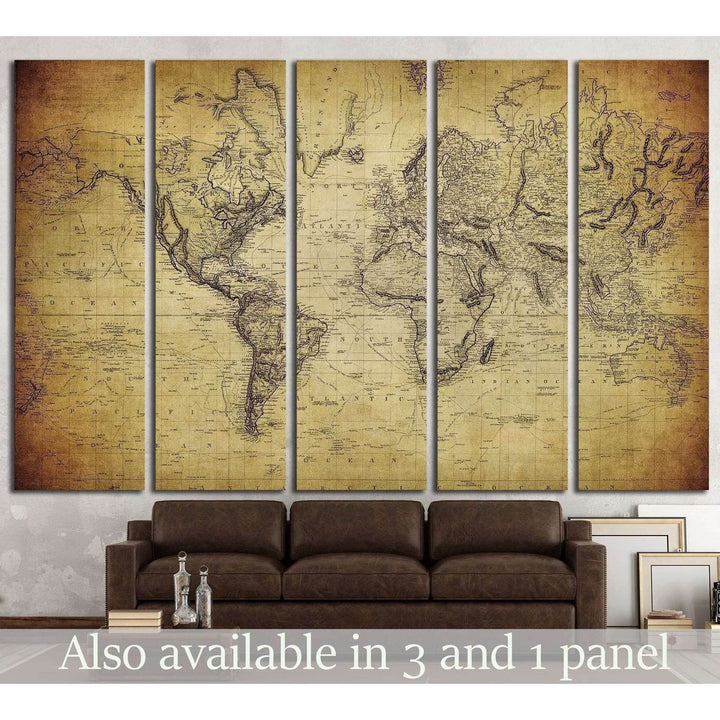 VINTAGE WORLD MAPS Wall Art | Zellart Canvas Prints