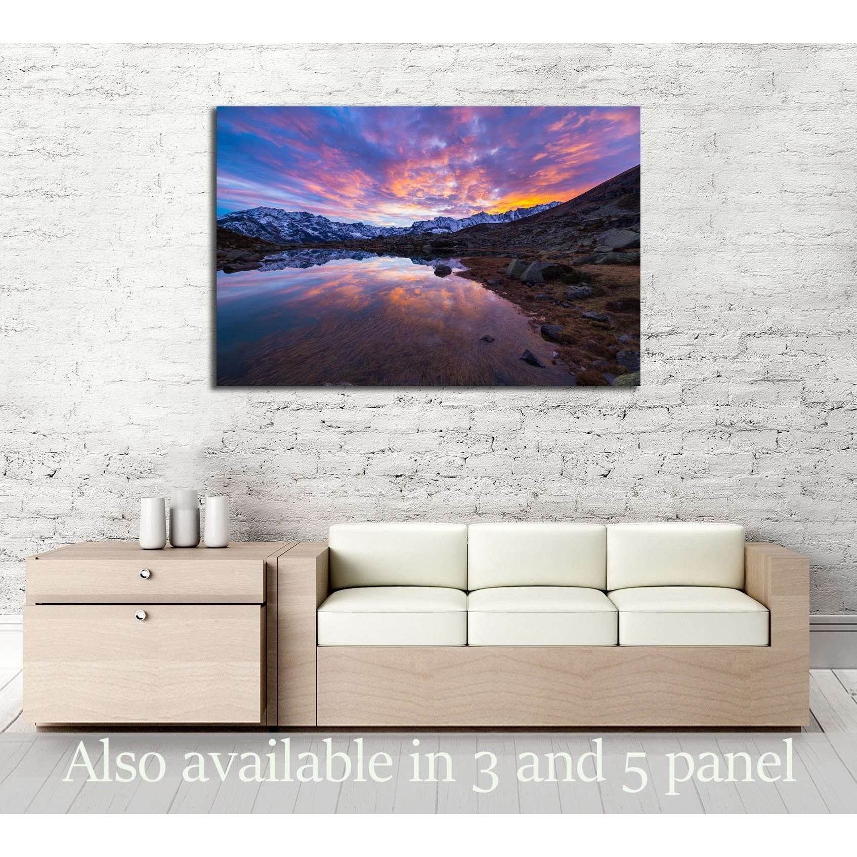 Italian Alps Sunset Canvas Print - Panoramic Mountain - Zellart